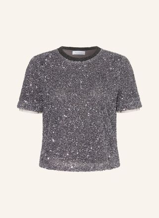 Rich & Royal Blusenshirt Aus T&uuml;ll Mit Pailletten silber