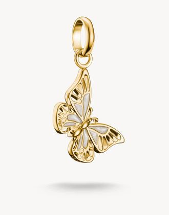 Thomas Sabo Pendentif charm &agrave; maillon en plaqu&eacute; or - Or jaune et blanc