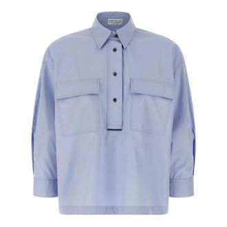 Brunello Cucinelli Cotton Poplin Shirt - - Blouses & Shirts - Damen - Blau - L
