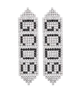 GCDS boucles doreilles Bling Logo - Argent