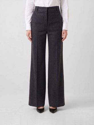Victoria Beckham Taillierte High-Waist-Schlaghose von aus Wollflanell