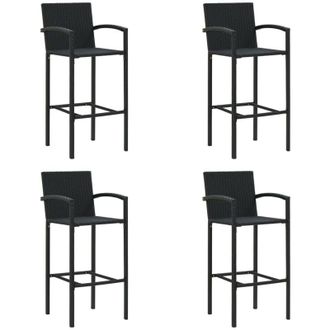 vidaXL Vidaxl - Tabourets de bar lot de 4 noir r&eacute;sine tress&eacute;e