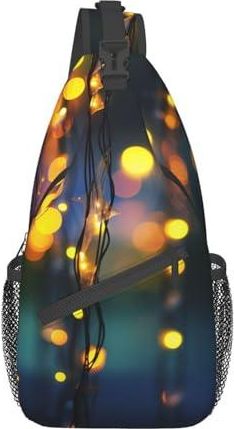 Generic Multifonction Sacoche Homme Bandouliere Lumière colorée imprimée Sac De Poitrine Réglable,Polyester Cross Body pour Femme Homme Camping