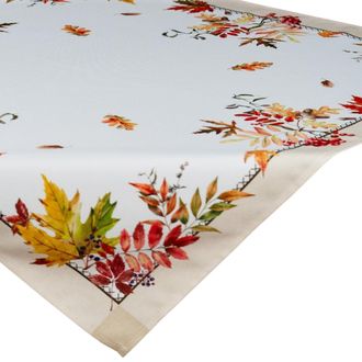 Matches 21 Tischdecke Herbst 85 x 85 cm mit bunter natürlicher Blätter-Bordüre - Tischdeko für Küche & Tisch