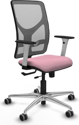 Piqueras y Crespo B&uuml;rostuhl mit wei&szlig;en und schwarzen Armlehnen, h&ouml;henverstellbare Lendenwirbelst&uuml;tze, ausgestattet mit Syncro/Traslack und Schneideschaum, Grau/Rosa