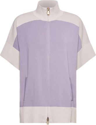 Elena Miro Femme, Pulls, Violet, Taille: 44 FR Cardigan Manches Courtes en Maille Viscose