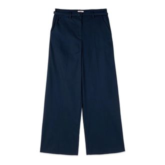 Oltre Femme, Pantalons, Bleu, Taille: 36 FR Pantalon Palazzo en m&eacute;lange de coton
