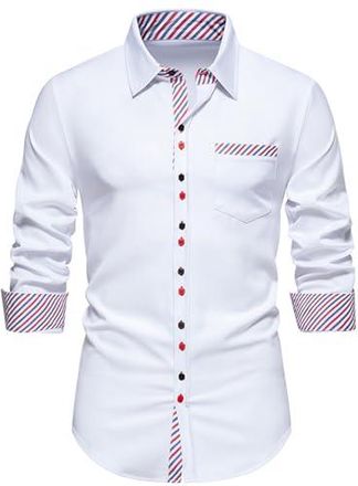 Generic Chemise d&eacute;contract&eacute;e &agrave; manches longues pour homme - Cardigan - Chemises bon march&eacute; pour homme, Blanc., XXL