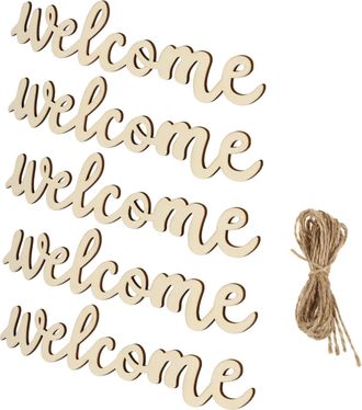 Lurrose Willkommensschild Holz Front Door Hanging Ornament Seitigem Welcome Schriftzug und Aufh&auml;ngeseilen Dekoratives T&uuml;rschild aus Holz f&uuml;r Zuhause Bar Resta