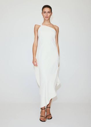 Mango Robe asym&eacute;trique foulard &eacute;cru - Femme - XS - MANGO