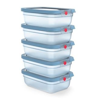 Emsa oneClick Frischhaltedosen, Meal Prep Set 5 x 1,2L, Lebensmittel 2 x l&auml;nger frisch, 100% dicht, Made in Germany, gefrier-, mikrowellen- und sp&uuml;lmaschin