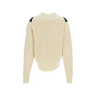 Barena Ribbed Merino Wool Half-Zip Sweater - Beige