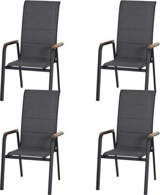 Siena Garden Siena Garden - Tesoro hb Stapelsessel 4er-Set Alu, Textil, Teak fsc 100 %