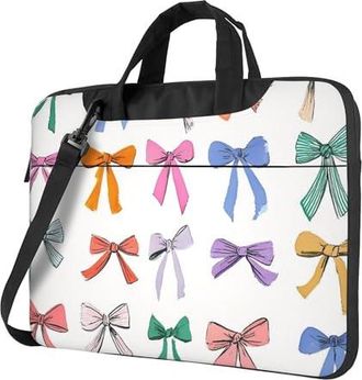 Generic Sac pour ordinateur portable de 15,6 avec bandouli&egrave;re - Motif noeuds arc-en-ciel color&eacute;s - Housse de protection antichoc pour ordinateur portable - Po