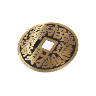 La Chineuse Lachineuse - Gro&szlig;es chinesisches Amulett - Feng Shui Reichtum, Gl&uuml;ck und Wohlstand - Kupferamulett in Schwarz und Gold - Durchmesser 8 cm - Dekoration