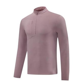 Generico Polo pour homme - Fermeture &eacute;clair - Manches longues - Couleur unie - Coupe droite - Polo avec poche poitrine - Golf - Tennis - Chemise d&eacute;contract&eacute;e -