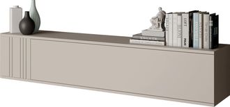 Mirjan24 TV Lowboard Poksin 150, Griffloses Öffnungssystem, 2 Klappe/Tür, TV Board Sideboard, Unterschrank, Fernsehschrank, TV Tisch, Fernsehtisch (Cashmere)