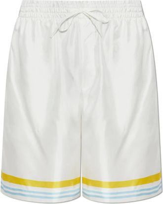 Casablanca Homme, Shorts, Blanc, Taille: M Tennis Landscape Silk Shorts