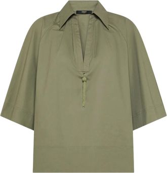 Seventy Femme, Blouses et Chemises, Vert, Taille: 36 FR Camicia corta mezza manica in cotone popeline scollo a V
