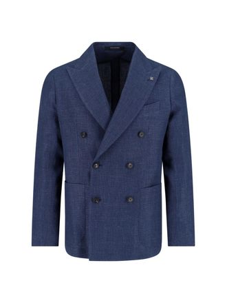 Tagliatore Double-Breasted Linen Blend Blazer