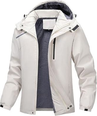 Generic Parka &agrave; capuche doubl&eacute;e en polaire pour homme - Veste de ski imperm&eacute;able et coupe-vent - Veste de snowboard et de randonn&eacute;e, beige, L