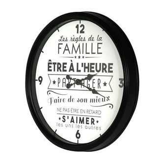 The Home Deco Factory HD4680 Horloge Murale D&eacute;corative La Vie en Famille - Design Moderne avec Messages - Facile &agrave; Fixer - Fonctionne avec 1 Pile AA - Dimensions 50 x 6 x 5