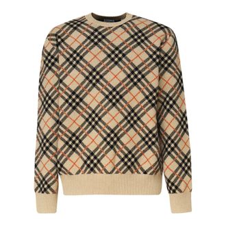 Burberry Homme, Pulls, Beige, Taille: XL Pull Beige Col Rond