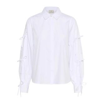 Kaffe Wei&szlig;e Optische Bluse mit Puff&auml;rmeln - - Blouses & Shirts - Damen - Wei&szlig; - XL