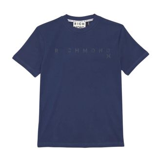 John Richmond Blau Baumwolle Logo Print T-shirt - - Tops - Herren - Blau - 2XL