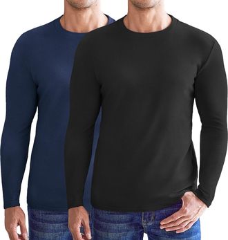 Ekouaer Thermounterwäsche Herren Oberteil Thermo Langarmshirt Longsleeve Herren Thermoshirt Unterhemd Funktionsunterwäsche Skiunterwäsche Warm Winter, Schwarz