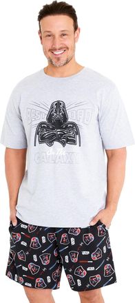 Disney Star Wars Pyjama Herren Kurz 2 Teiliger Kurzer Schlafanzug M&auml;nner Bequemer Atmungsaktiver Baby Yoda Mandalorian Sommer Hausanzug (3XL, Grau Darth Vade