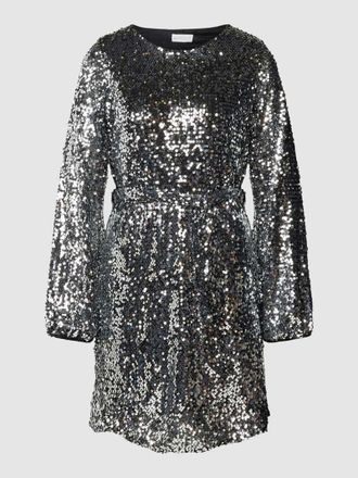 Apricot Minikleid mit Allover-Paillettenbesatz