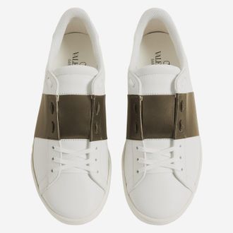 Valentino Garavani Mens Sneakers Royco Open-Toe Khaki Trainers