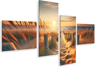 Islandburner Bild auf Leinwand Sanfter Weg zum Sonnenuntergang am Strand Bilder Wandbilder Poster