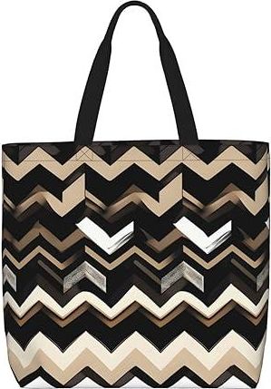 Generic Zigzag Noir, Blanc Et Beige Sac Fourre Tout Pliable Sacs Imperm&eacute;able Sac A Main Femmes Pour Shopping Voyage Gym
