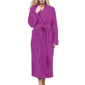 Generic Pull uni confortable et léger pour femme, robe en velours corail, capuche, automne, hiver, poche épaisse, flanelle à manches longues, manteau dintérie
