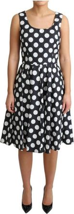 Dolce & Gabbana Blau-Wei&szlig;e Polka Dot A-Linie Midi Kleid - - Dresses - Damen - Mehrfarbig - S