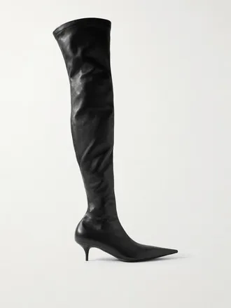 Balenciaga Cuissardes En Cuir Avenue - Noir