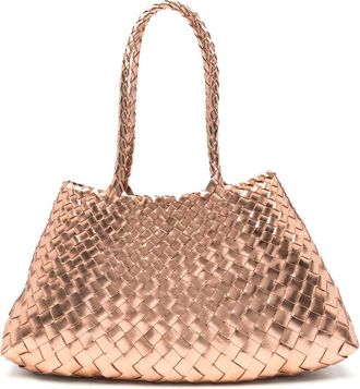Dragon Diffusion Santa Croce Woven Metallic Leather Tote Bag