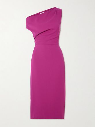 16Arlington Kira Asymmetrisches Midikleid Aus Cr&ecirc;pe Mit Raffungen - Pink