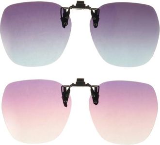 Hemobllo Lot 2 Lunettes de Soleil Polaris&eacute;es &agrave; Clip sans Monture Protection UV Renforc&eacute;e Couleurs Gris Bleu et Rose P&acirc;le pour Conduite Activit&eacute;s Plein Air et V