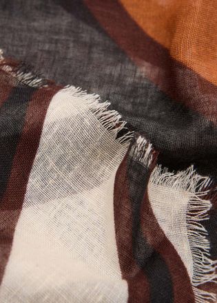 Mango Foulard lin imprim&eacute; g&eacute;om&eacute;trique marron - Femme - Taille unique - MANGO