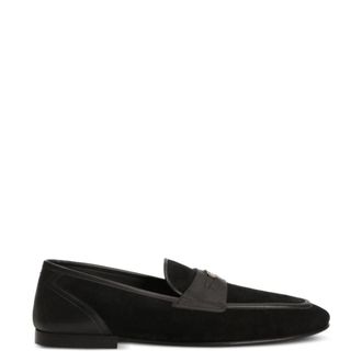 Dolce & Gabbana Homme, Chaussures, Noir, Taille: 43 1/2 EU Split Calfskin Slipper