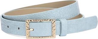 Generic Ceinture &eacute;Lastique Femme - Ceinture en cuir brillant motif d&eacute;coratif boucle carr&eacute;e &eacute;l&eacute;gante pour homme et femme