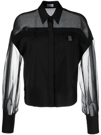 Brunello Cucinelli chemise &agrave; effet de transparence - Noir