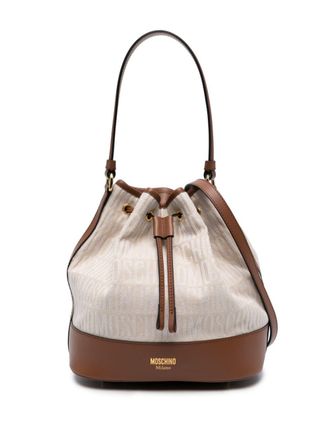 Moschino sac seau &agrave; logo en jacquard - Tons neutres