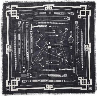 Enfants Riches Deprimes Geometric Belt-Print Scarf - Black