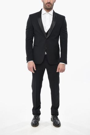 Corneliani CODE 3-teiliger Anzug aus Woll-Mix mit Satin-Schalkragen Corneliani