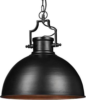 Relaxdays Hängelampe Industrial Design im Shabby Look, Deko für Esszimmer, LED für E27, Pendellampe Ø 40,5 cm, schwarz, 10020870_46, 40.5 x 40.5 x 155 cm
