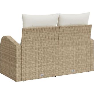 vidaXL Gartensofa mit Kissen Beige 124 x 62 x 69cm Poly-Rattan Vidaxl